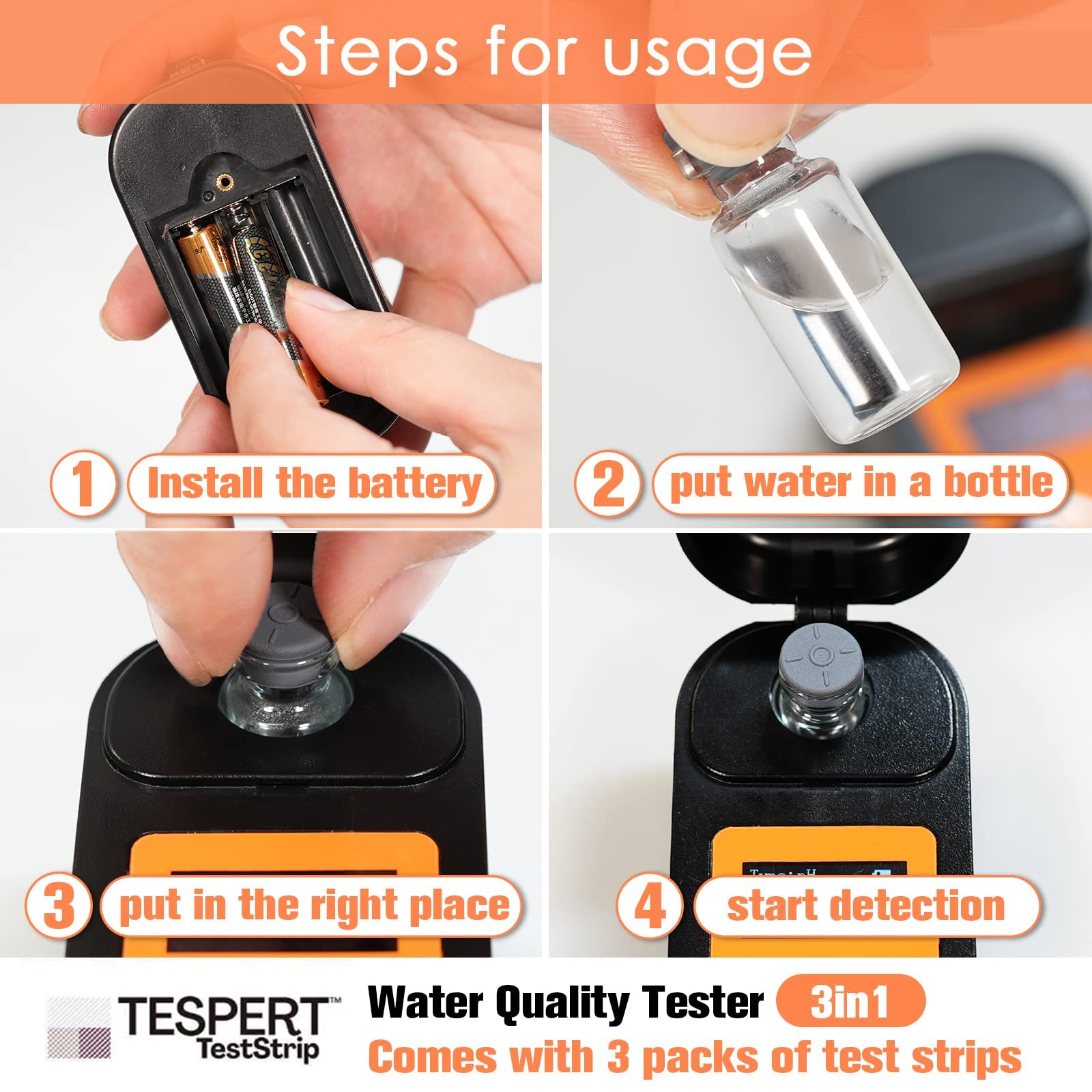 PH and TDS Meter for Water - TESPERT pH Tester Digital - TDS Meter Digital Water Tester, Testing Free Chlorine, Total Alkalinity and pH