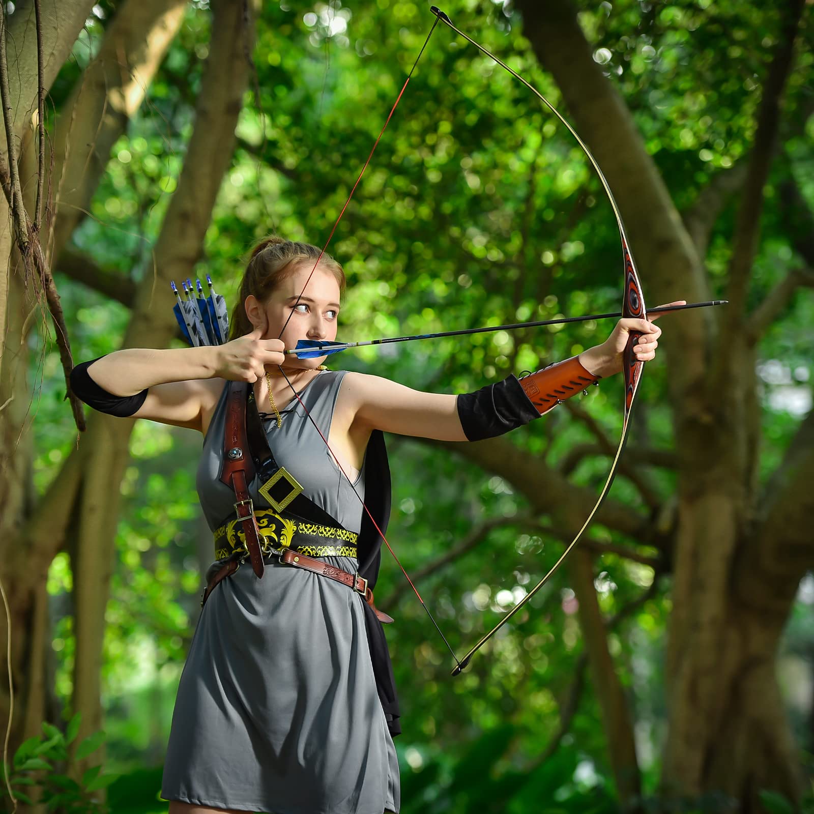 KAINOKAI 58" Laminated Recurve Bow,Amercian Hunting Bow Archery Bow 20-60lbs (35LBS, Right Hand)