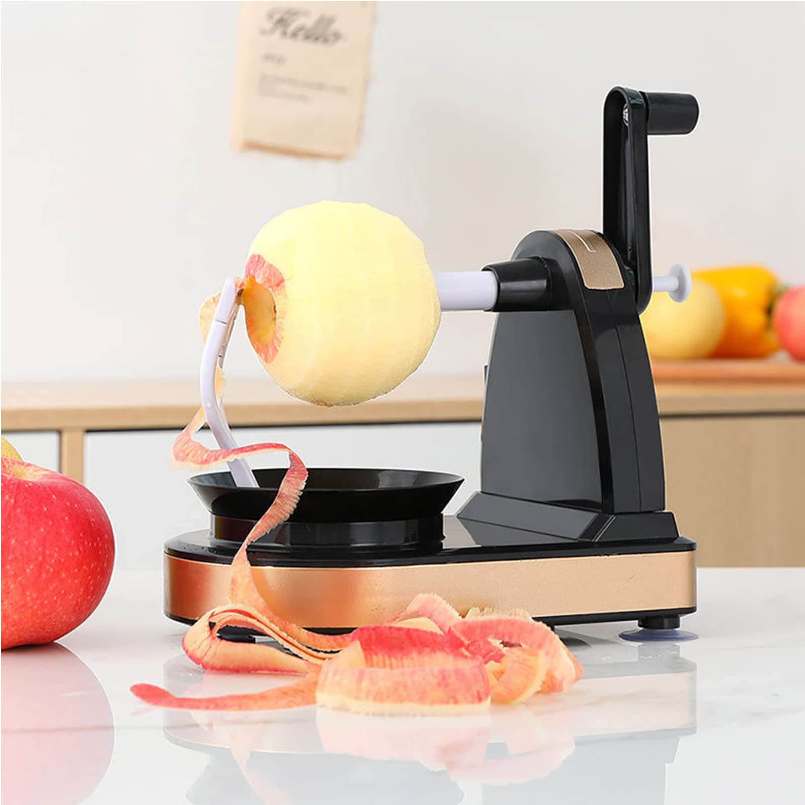 Hand-Cranked Apple Peeler, Pear Peeler 360 Degree Rotating Disc Quick Apple Peeled Machine You can peel potatoes, kiwi other fruits and vegetables. (Black)