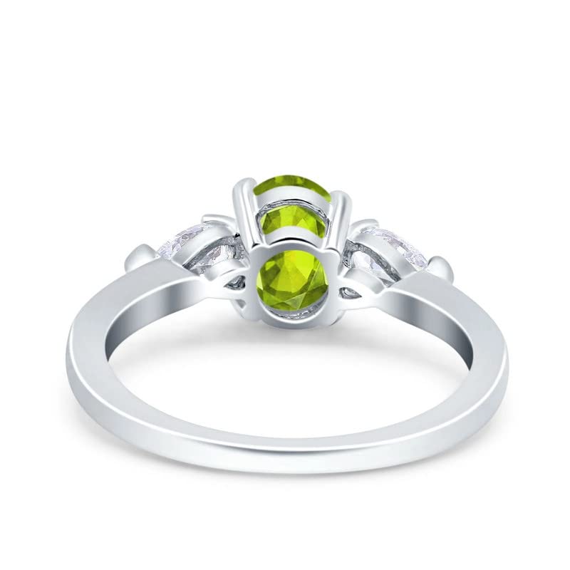 Kaius Jewels 7x5 mm August Birthstone Natural Peridot Gemstone Silver Sterling 925 Ring For Women Size Us-6.5