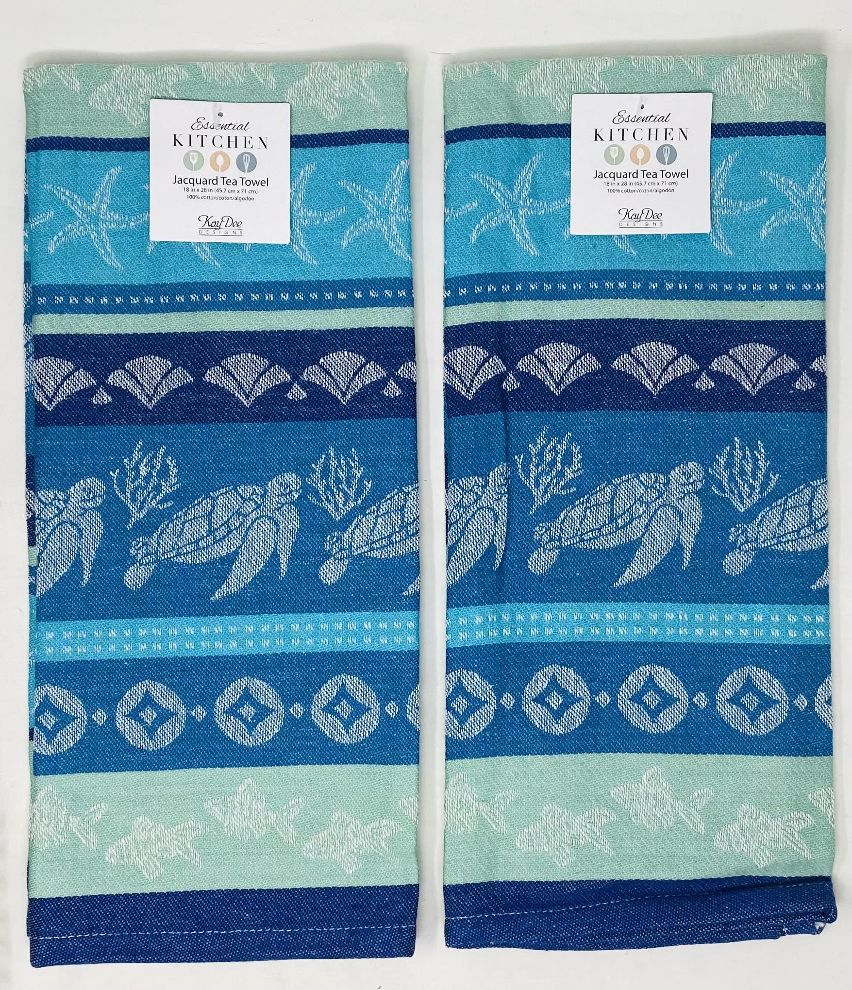 Kay Dee Designs Beach House Sea Turtles Jacquard Kitchen Tea Towels Set of 2