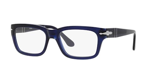 Persol PO3301V Rectangular Prescription Eyewear Frames, Opal Blue/Demo Lens, 57 mm