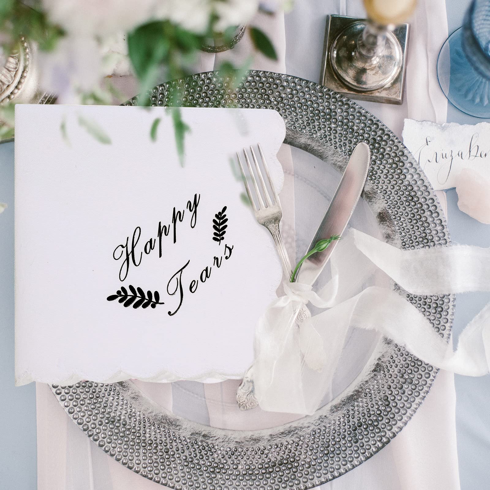 Newwiee 50 Pcs Wedding Handkerchief Wedding Gifts Happy Tears Handkerchief for Wedding Day Wedding Fun Gifts