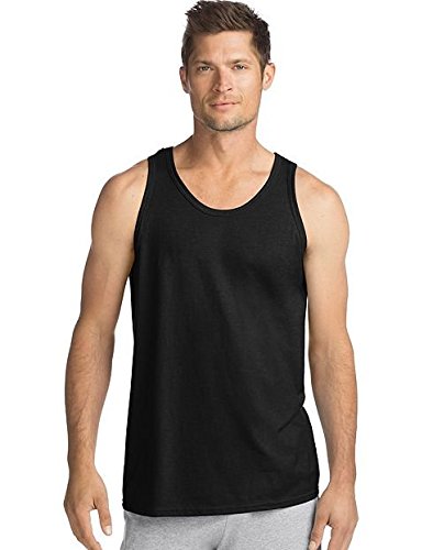 Hanes Best Tagless Ring Spun Cotton Tank Tagless A-Shirts 6-Pack (Large (42-44"), Black & Gray)