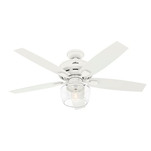Hunter Fan Company, 50279, 52 inch Bennett Matte White Ceiling Fan with LED Light Kit and Handheld Remote