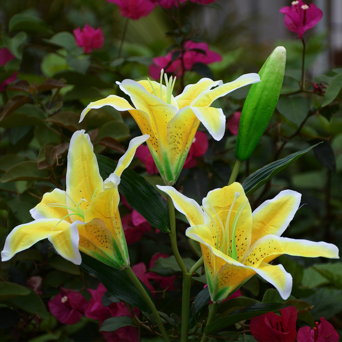 Homeleo Solar Garden Lily Stake Lights, Patio In-ground Lights for Pathway Back Yard Frontyard Gardening Decoration, Yellow Flower