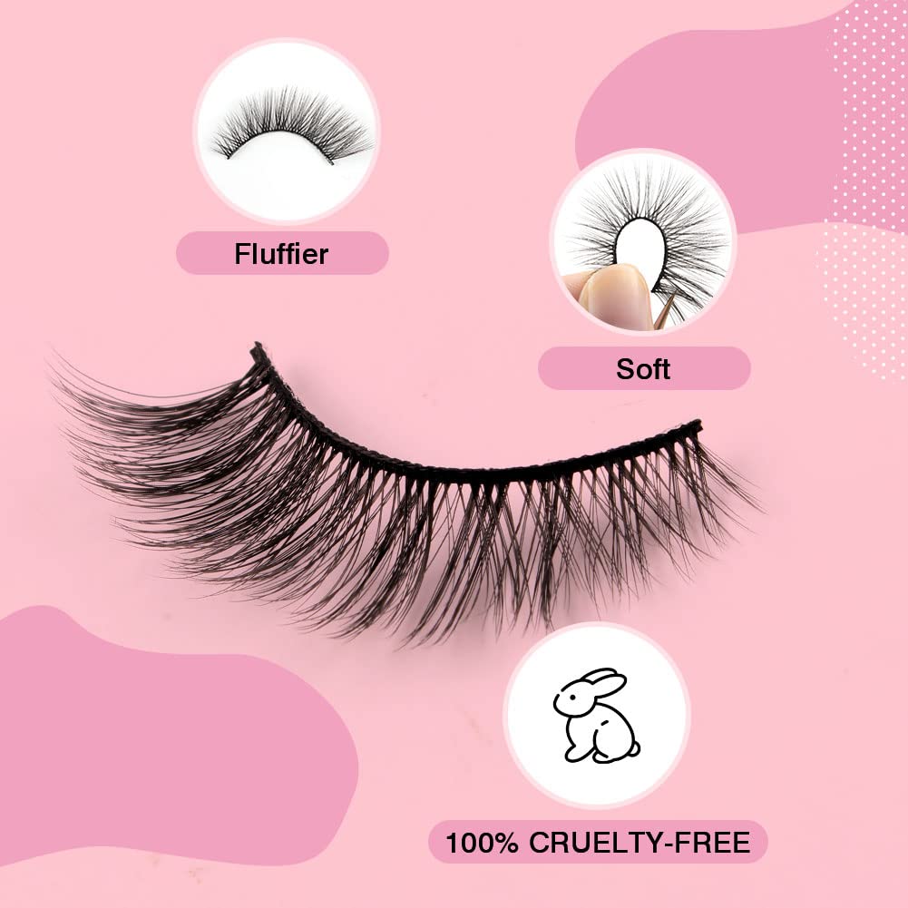 Parriparri Cat Eye Lashes Natural Look 10 Pairs 3D Wispy Faux Mink Eyelashes Light Volume Mink Lashes Reusable Fake Lashes Pack