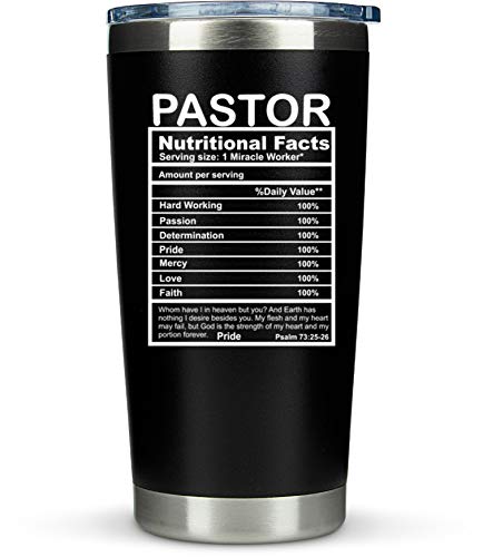 KLUBI Pastor Gifts for Men Women- 20oz Travel Coffee Mug - Funny Gift Idea for Appreciation, Women, Birthday, Basket, Anniversary, Best