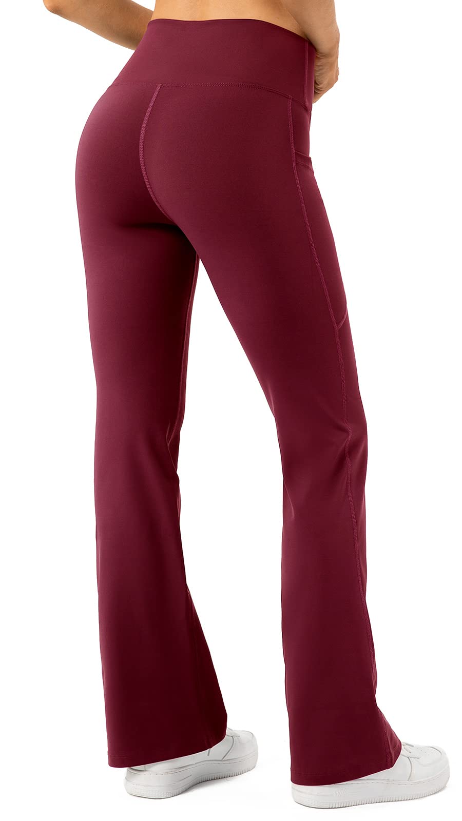 Lavento Women's Bootcut Yoga Pants - Crossover Waist Pocketed Flare Leggings for Women (Gray, Small)