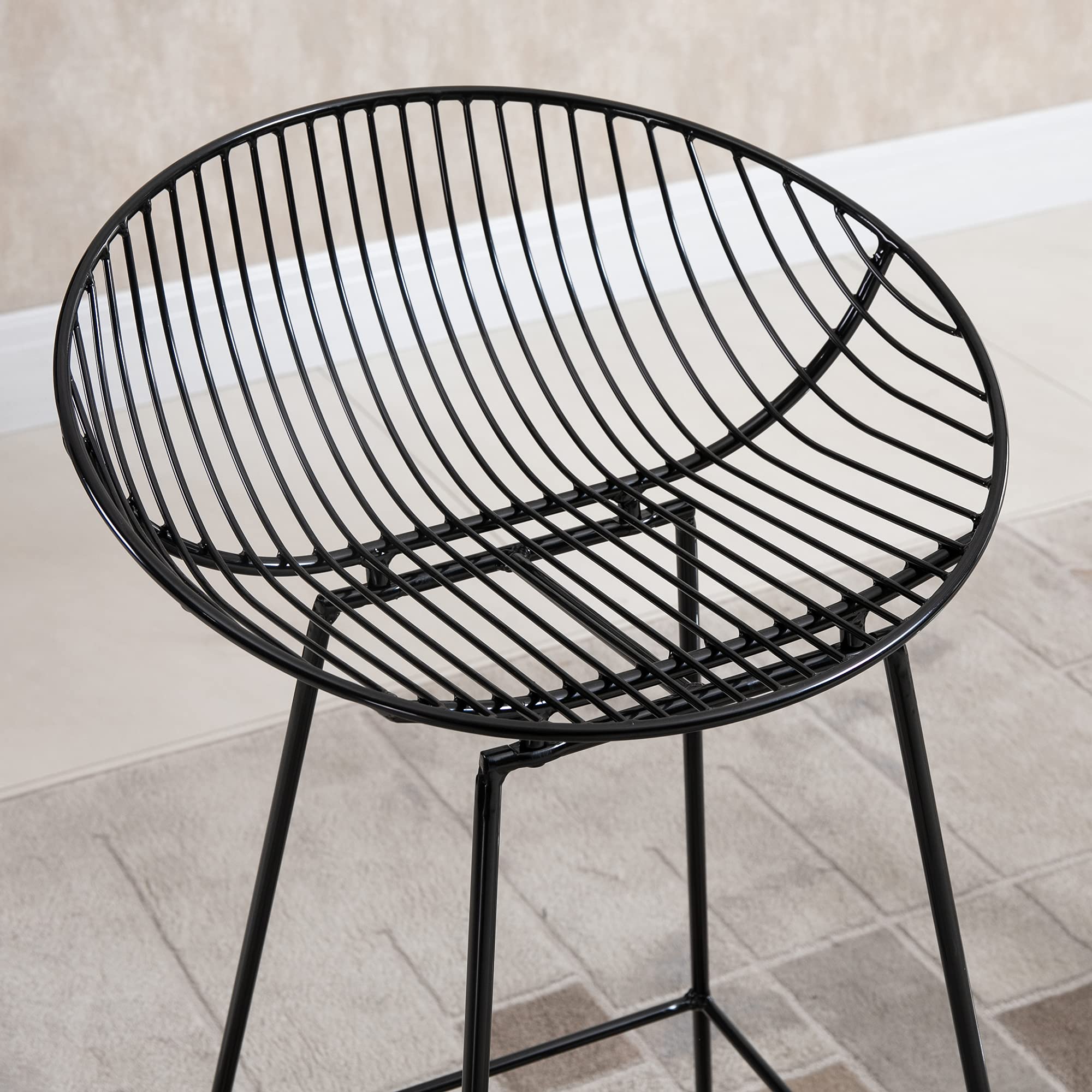HOMCOM Modern Bar Stools Set of 2, Bar Height Barstools, 29.5" Seat Height Bar Chairs for Kitchen, Pub with Backrest and Footrest, Steel Frame, Black