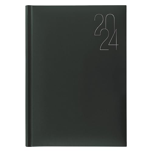 Idena 11018 Book Calendar 2024, DIN A5, Grey, 400 Pages, Hardcover Daily Planner with Ribbon