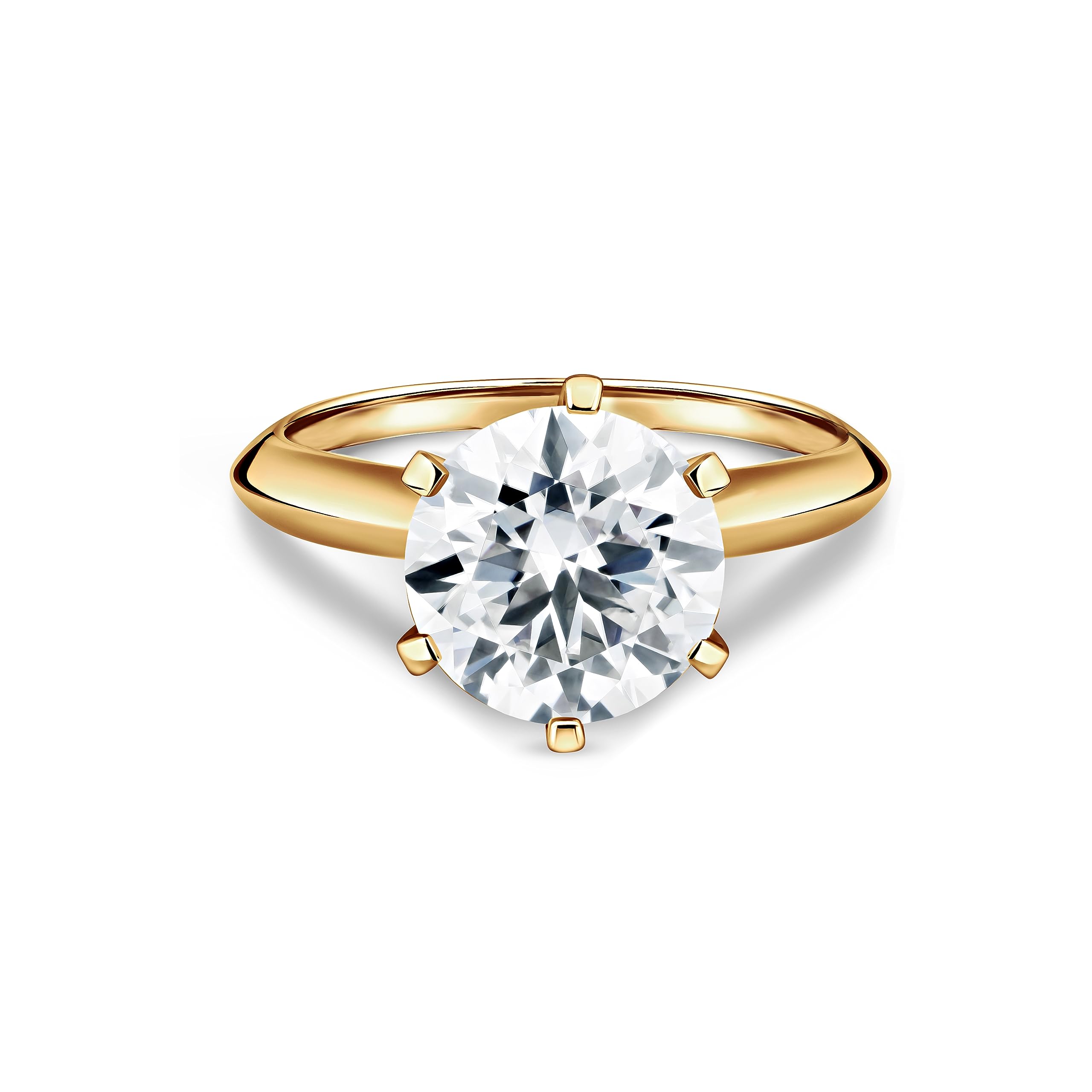 ISAAC WOLF 18k Solid Gold 2 Carats Round Cut Diamond Genuine Flawless Moissanite Diamond Solitaire Engagement Ring 18k Solid White, Yellow OR Rose GOLD (White Gold, 5)