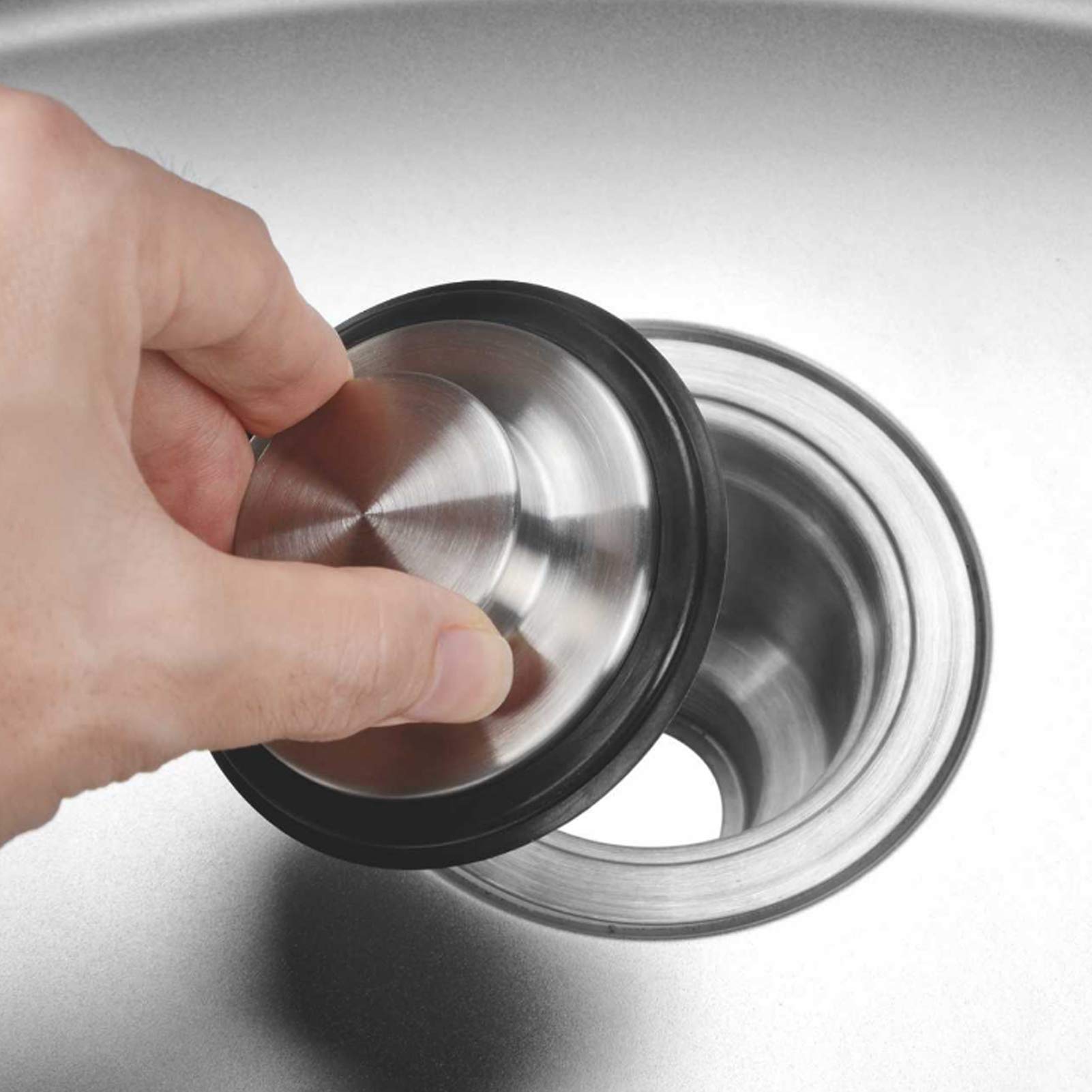 MJIYA Sink Stopper, 3.35 Inch Universal Kitchen Sink Stopper Garbage Disposal Drain Stopper Brushed Stainless Steel Rubber STP-SS, for Insinkerator, Kitchenaid, Waste King, Kohler and More (Silver-A)