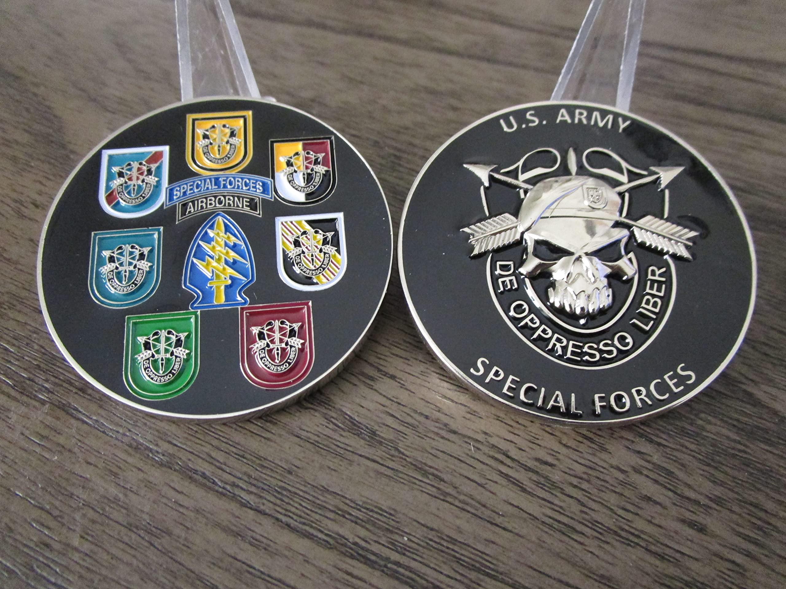 Oneworldtreasures United States Army Special Forces Group Airborne SFG A Green Berets Skull Challenge Coin