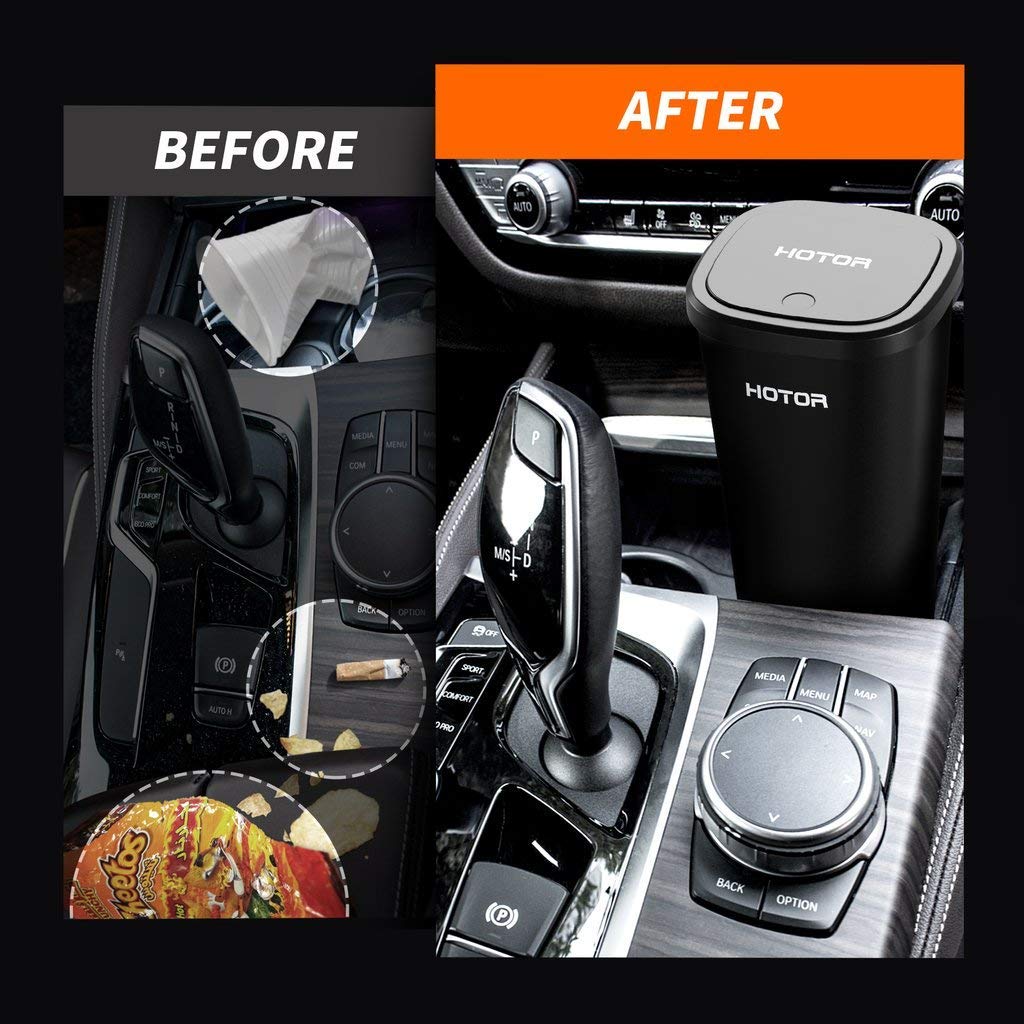 HOTOR Car Trash Can, Car Trash Cup with 30 Additional Car Trash Bags for Exclusive Using, Multipurpose Trash Can for Car, Office & Home to Meet Various Needs - 2 Packs