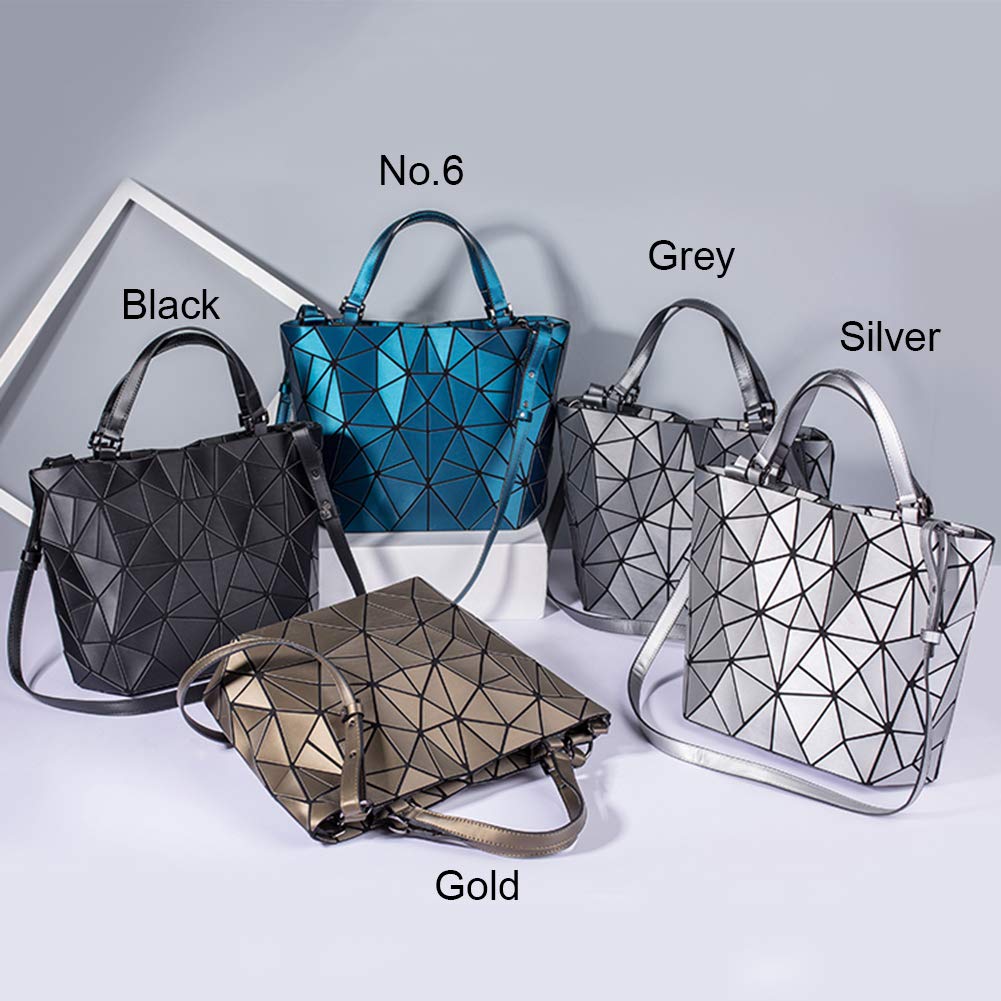 Geometric Luminous Purses and Handbags Holographic Reflective Crossbody Bag Wallet Flash Rainbow Tote Grey
