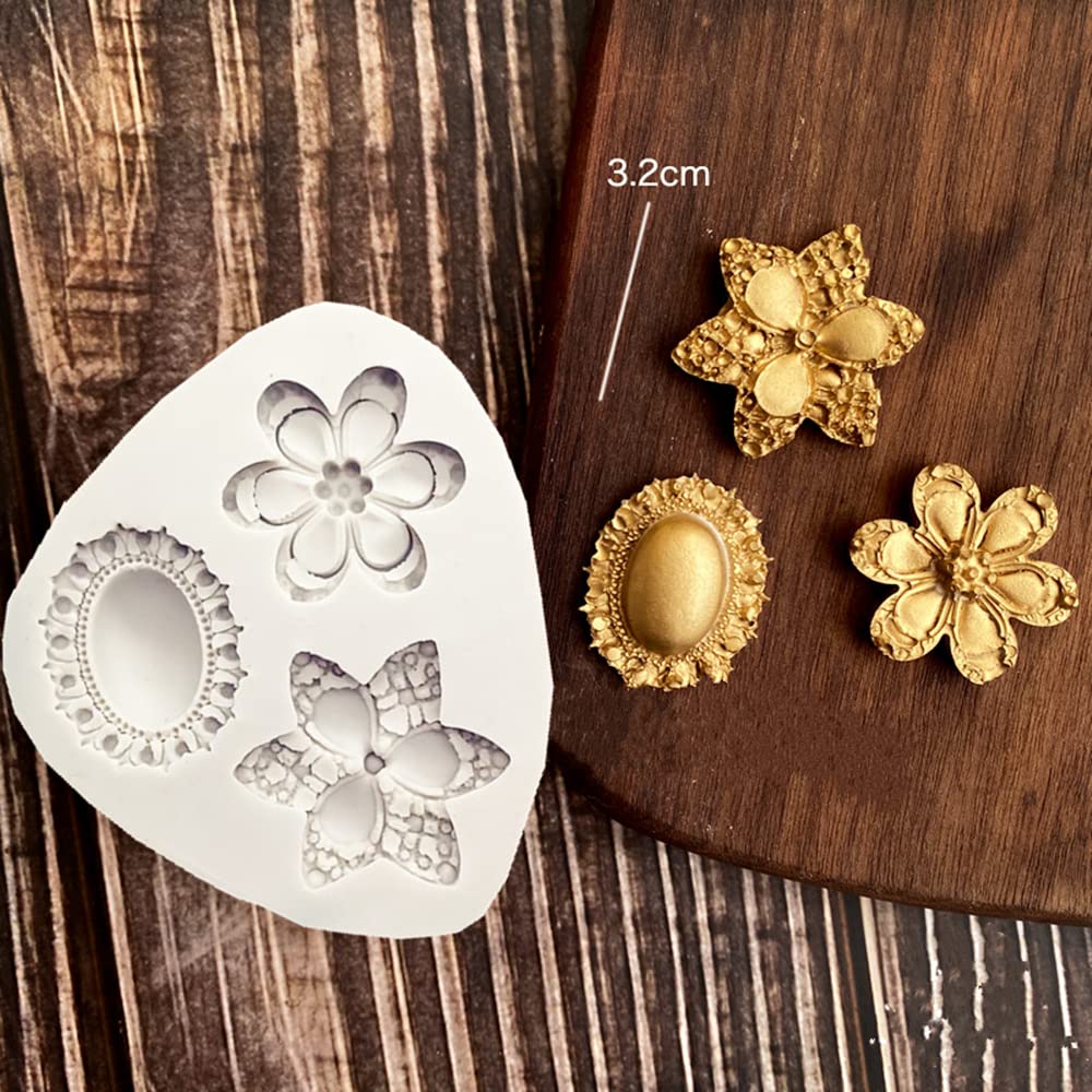 JeVenis Set of 3 Vintage Frame Cupcake Fondant Mold Baroque Style Fondant Silicone Mold for Sugarcraft Cupcake Topper Jewelry Polymer Clay Crafting Projects