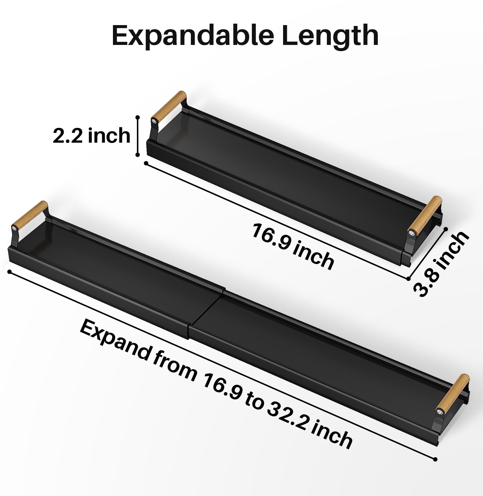 Magnetic Stove Top Shelf Spice Rack Organizer - Adjustable (16.9" to 30") Over the Stove Shelf for Kitchen Storage, Rustproof Oven Shelf for Back of Stove, Black
