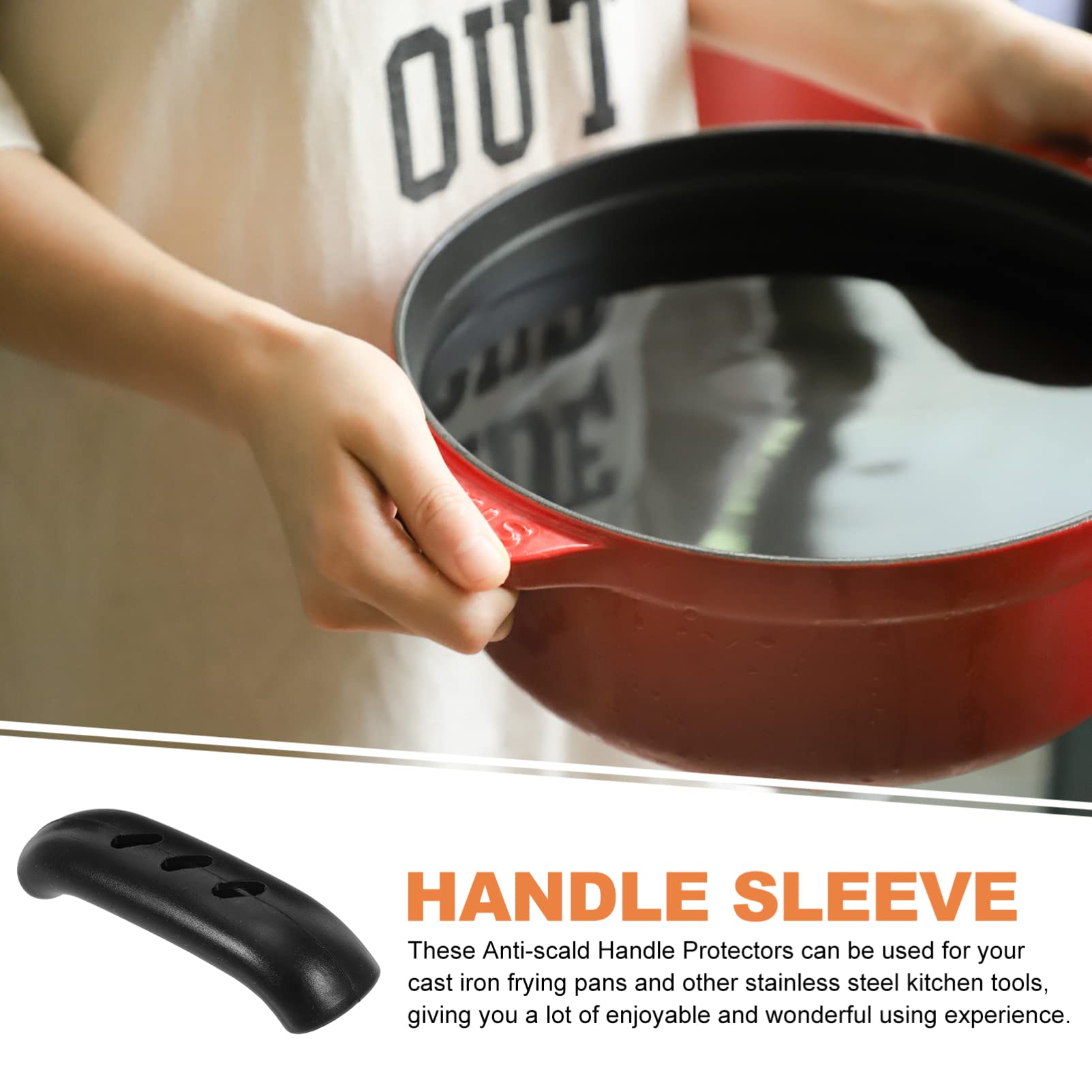 Kichvoe Silicone Assist Handle Holder Grip, 10Pcs Cast Iron Skillet Handle Covers Non Slip Pot Grip Handle Sleeve Hot Handle Holder Wok for Frying Pans Griddles Black