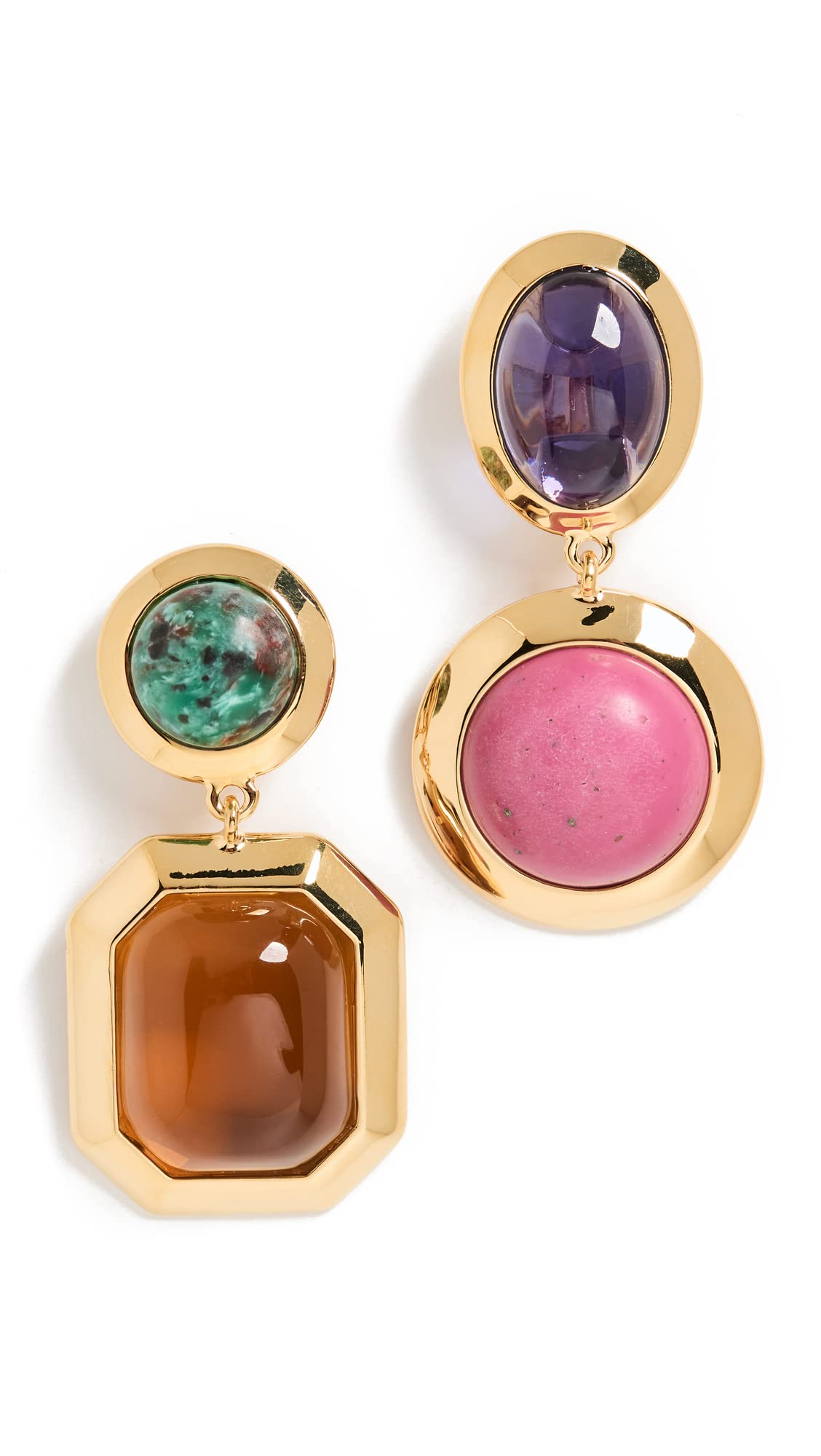 Lele Sadoughi Women's Bezel Jewel Drop Earrings, Glass Rainbow, One Size