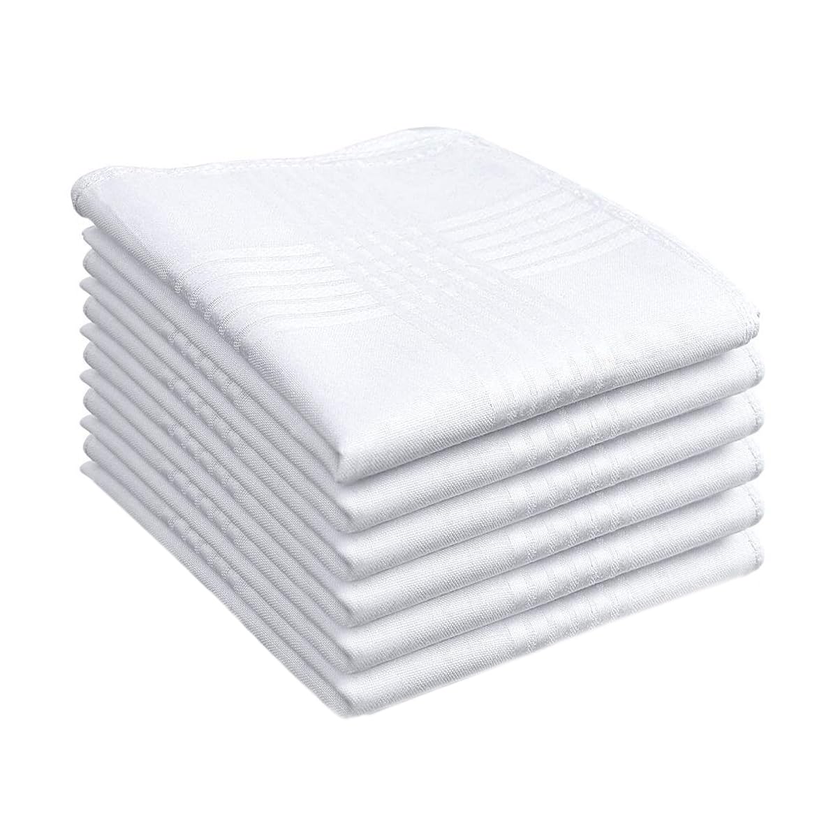 HOULIFE 100% Cotton Men's Handkerchiefs, Solid White Handkerchiefs for Men Cotton Pocket Square 15.7x15.7 (6/12pcs)