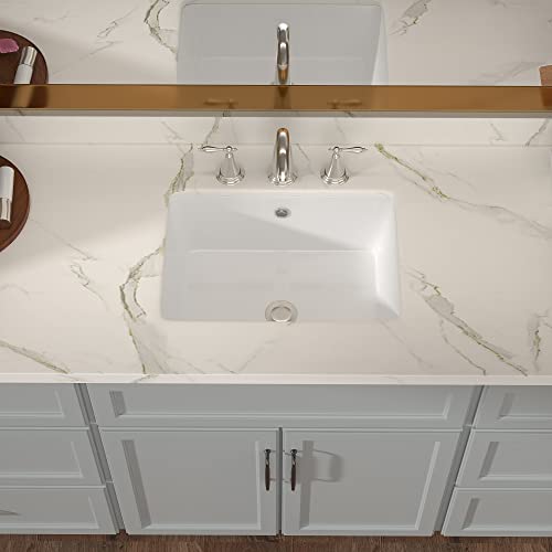 Undermount Bathroom Sink - Lordear 18x12.5 Inch Bathroom Vanity Sink Undermount Rectangle White Porcelain Ceramic Bathroom Under Counter Lavatory Vanity Sink Basin with Overflow