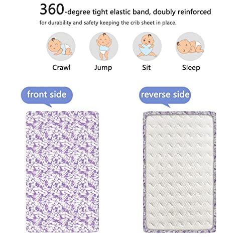 Purple Themed Fitted Mini Crib Sheets,Portable Mini Crib Sheets Ultra Soft Material-Great for Boy or Girl Room or Nursery,24β x38β,Lilac White Blue Violet