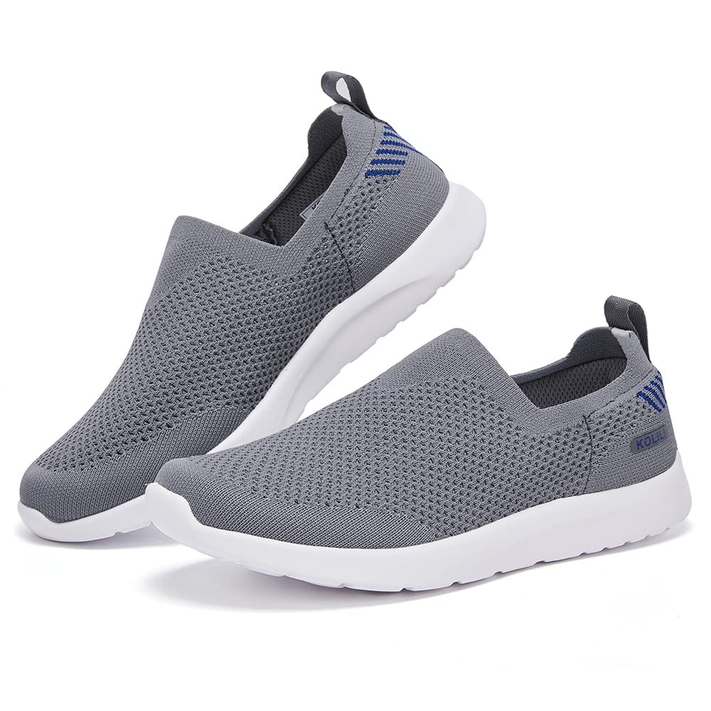 KOLILI Women's Walking Shoes Sock Sneakers Slip on Mesh Comfortable Running Shoes for Gym Travel Work, Dark Gray, US 7