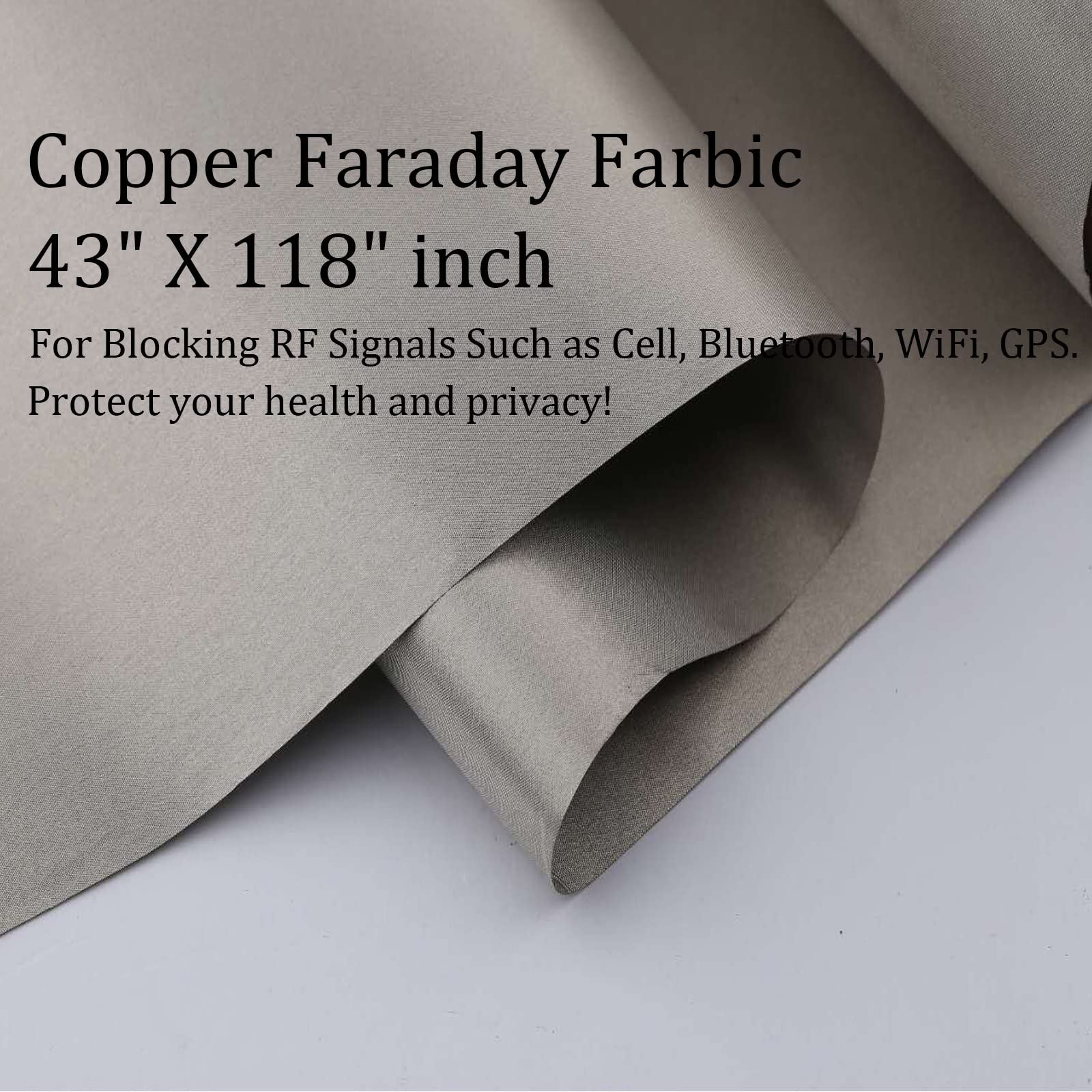 NVSUNG Faraday Fabric β Military Grade Conductive Material Shields RF Signals (WiFi, Cell, Bluetooth, GPS, Radiation), DIY Wireless Shield Fabric (43inchx118inch in)