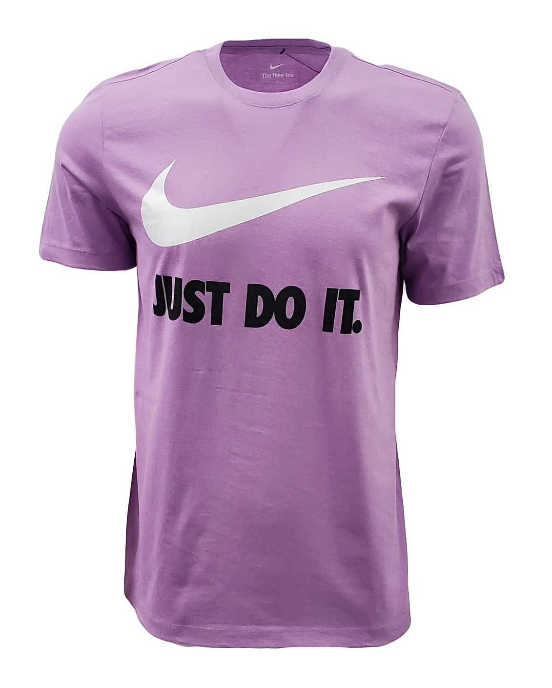 Nike Mens Sportswear Just Do It Swoosh Tee (Medium, Light Purple/White Swoosh/Black Text)