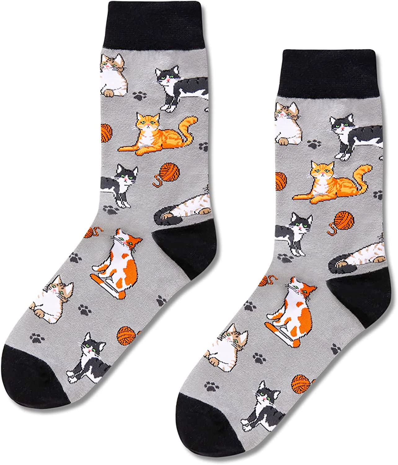 HAPPYPOP Funny Cat Gifts for Cat Lovers Cat Dad Gifts, Novelty Cat Socks Crazy Silly Fun Socks for Men Daddy Husband
