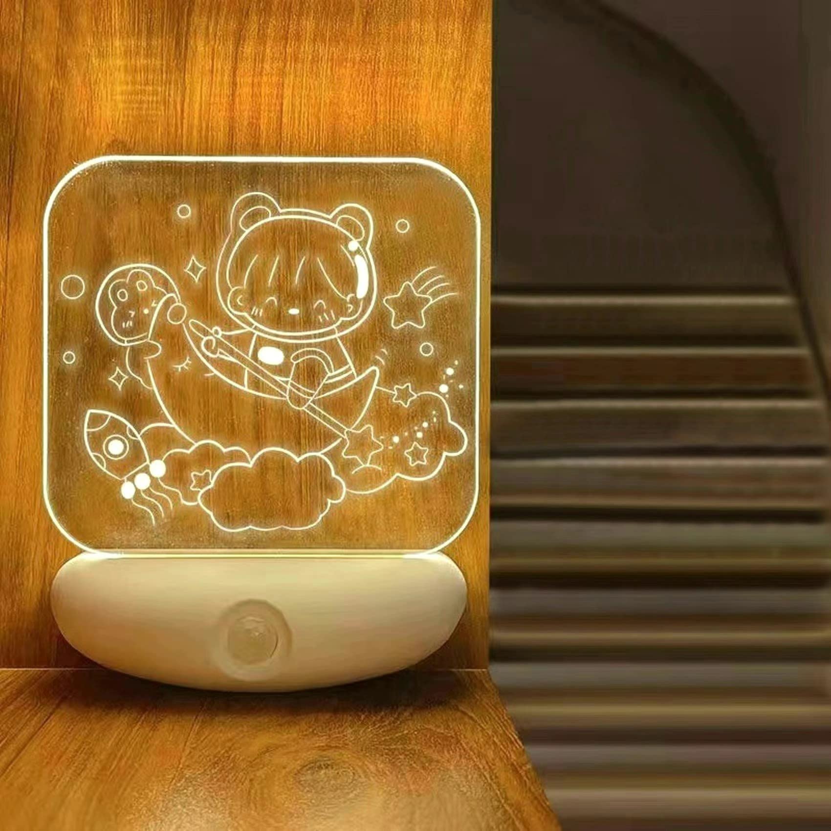 Motion Sensor LED Light, 3D Illusion Night Lamp ,Baby Light for Room Decor,USB Charge Decoration Lamp for Christmas Birthday Gifts Bedroom Bedside
