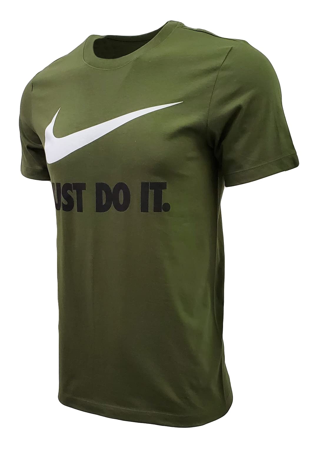 Nike Mens Sportswear Just Do It Swoosh Tee (Medium, Deep Green/White Swoosh/Black Text)