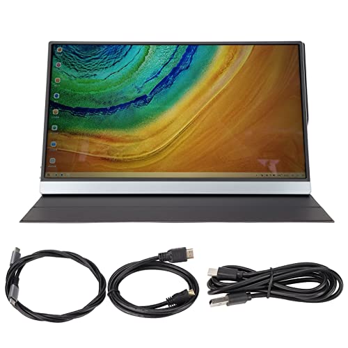 Monitor, 1080P HD Multimedia Interface Portable Monitor 170 Degree Viewing Angle 15.6 Inch Aluminum Alloy Shell with Protective Case for Laptop Tablet