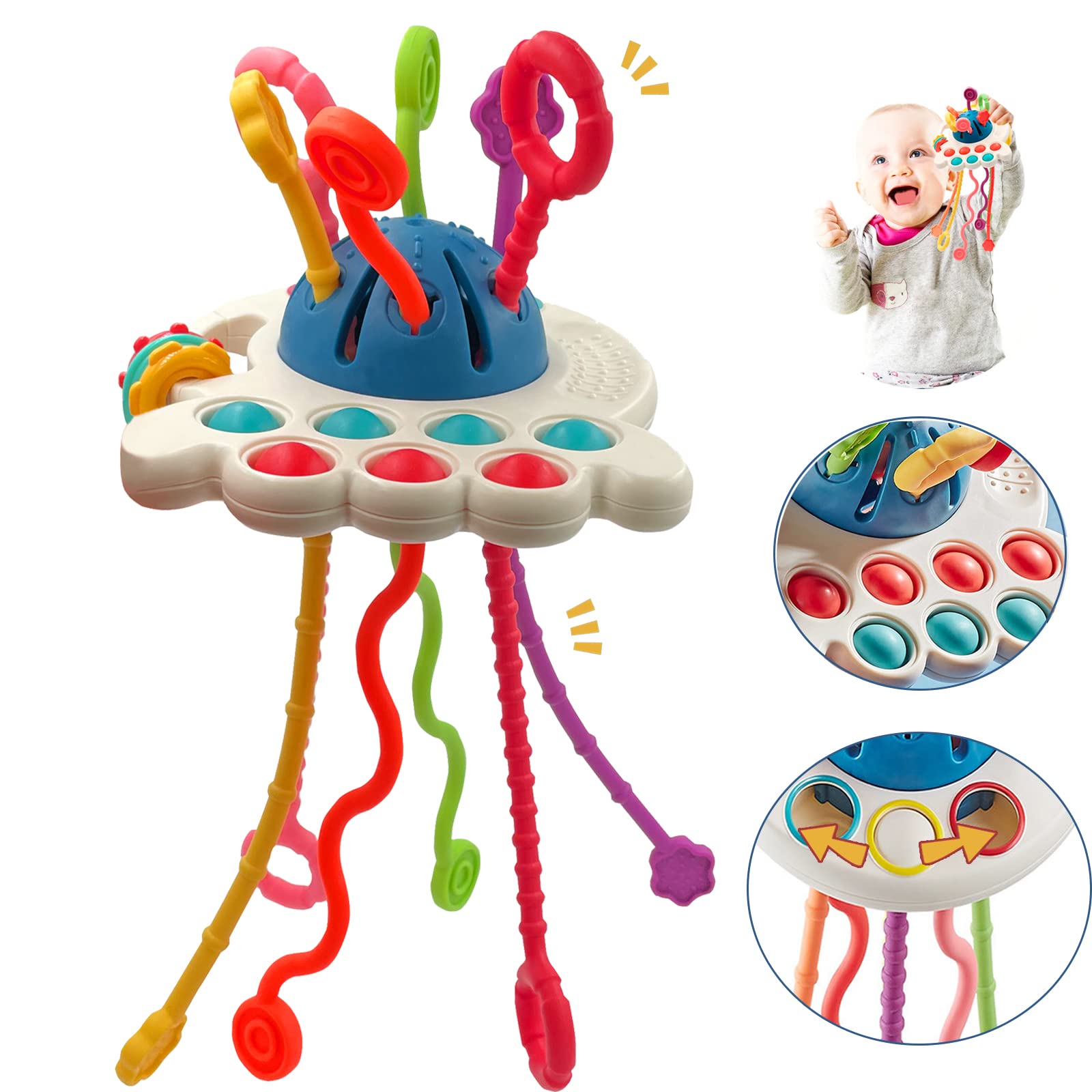 Montessori Toys for 1 2 3 Year Old, Pull String Travel Toys