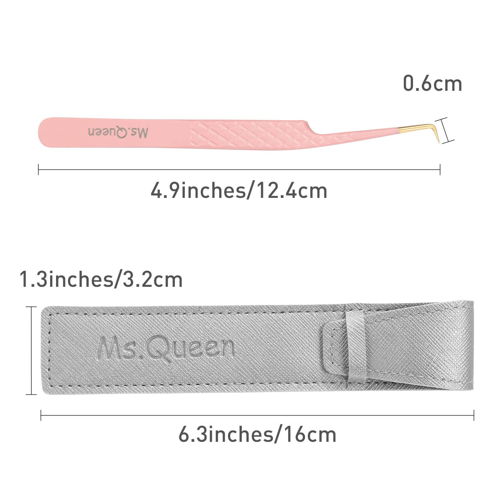 Ms.Queen Lash Extension Tweezers,Diamond Grip 90 Degree False Lashes Tweezers 3D 6D Mink Eyelash Make Fans