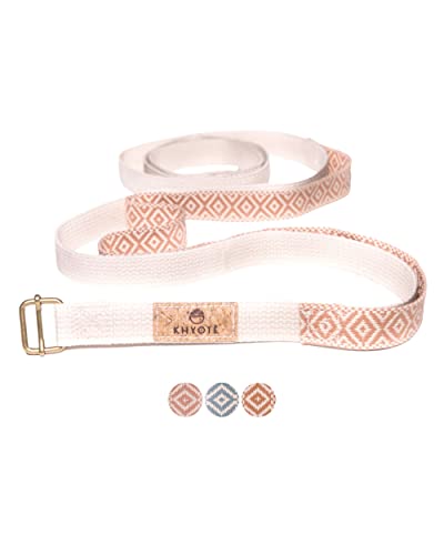 KHYOTE Yoga Strap With Loops - Stretching Strap, 100% Ultra-Soft Cotton, Made in USA, Eco-friendly, Physical Therapy Strap, Yoga Stretch Strap & Mat Carrier - 2 in 1 Versatile Design