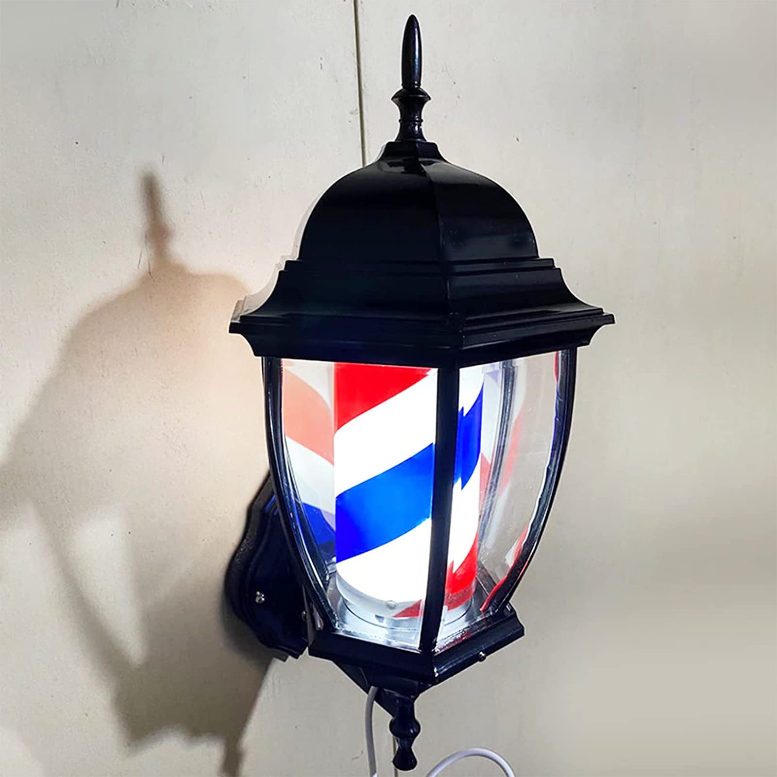 RUTILY Barber Pole Light Salon Barber Shop Light Spinning Style Red White Blue Barber Shop Open Sign LED Rotating Strips Light & Waterproof Save Energy LED Light,Wall Mountain Rotating Light