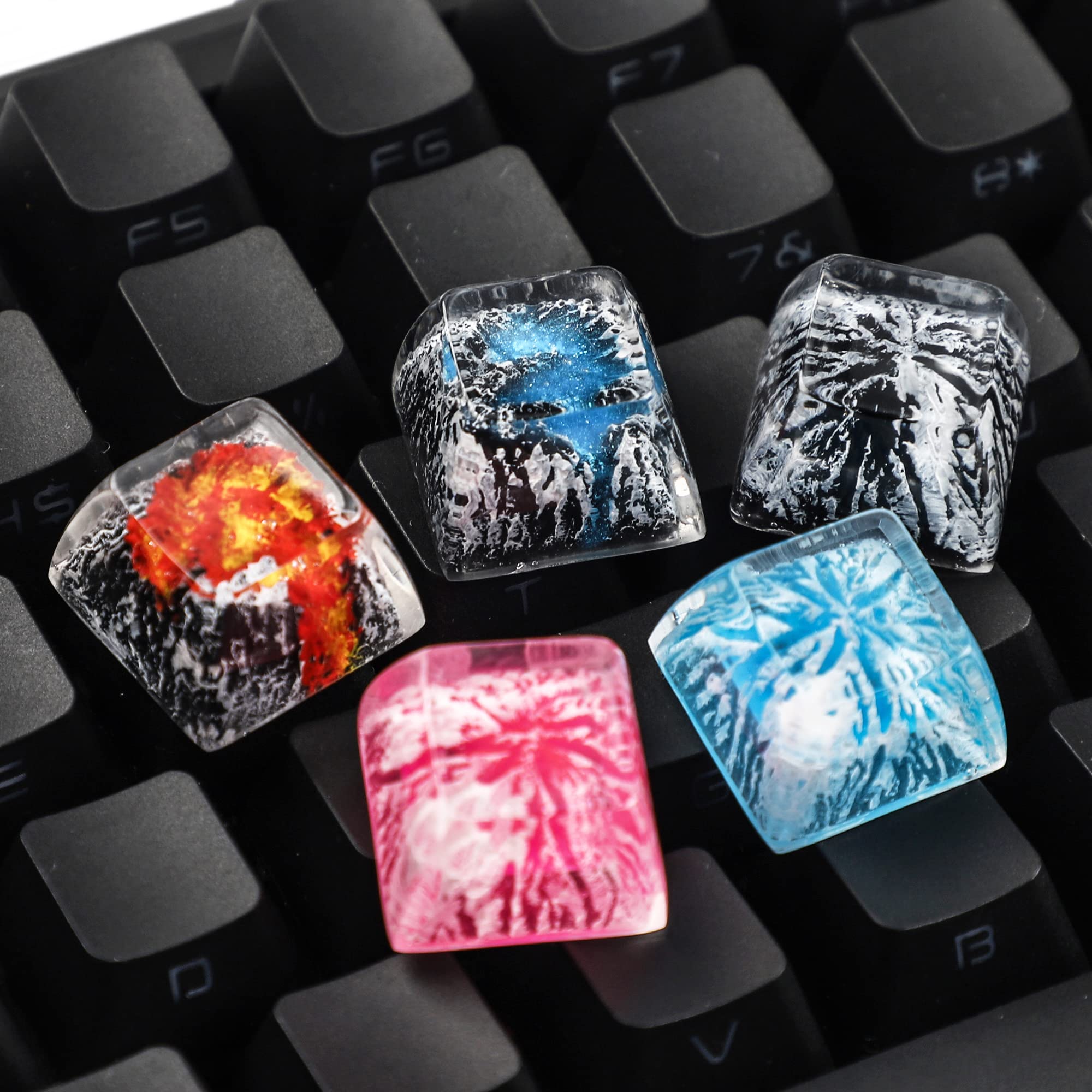 Mechkeeb Handcraft Artisan Keycap Iceberg Volcano Snow Sakura Mountain Resin Mountain Shine Through Keycaps for Cherry MX Mechanical Gaming Keyboard (Iceberg 1 PCS)