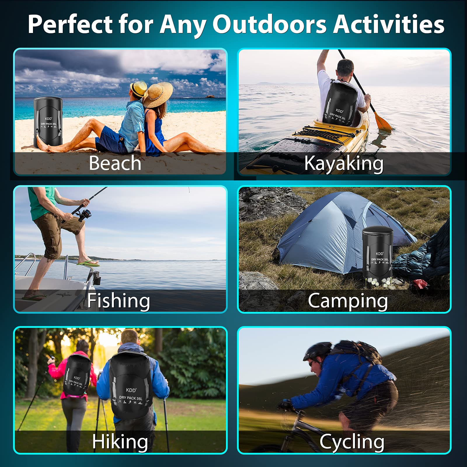 KDD Dry Bag Waterproof - 35L Ultra Lightweight Waterproof Backpack Floating Dry Bag - Roll Top Keeps Gear Dry for Kayaking, Boating, Hiking, Camping, Climbing, Travel, Beach