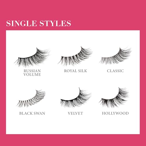 KISS Lash Couture Luxtension, False Eyelashes, Russian Volume', 16 mm, Includes 1 Pair Of Lash, Contact Lens Friendly, Easy to Apply, Reusable Strip Lashes