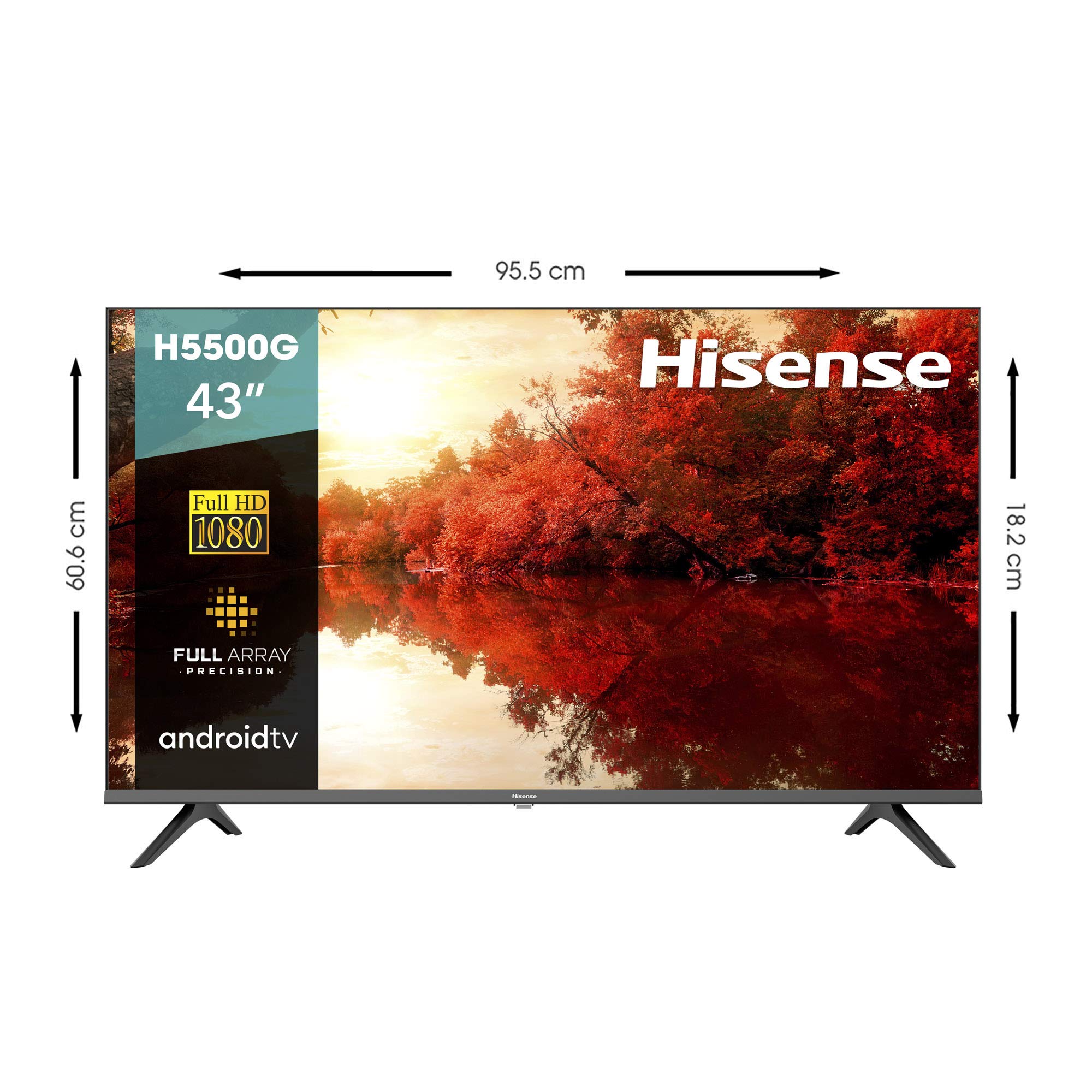 Hisense 43-Inch 43H5500G Full HD Smart Android TV with Voice Remote (2020 Model)