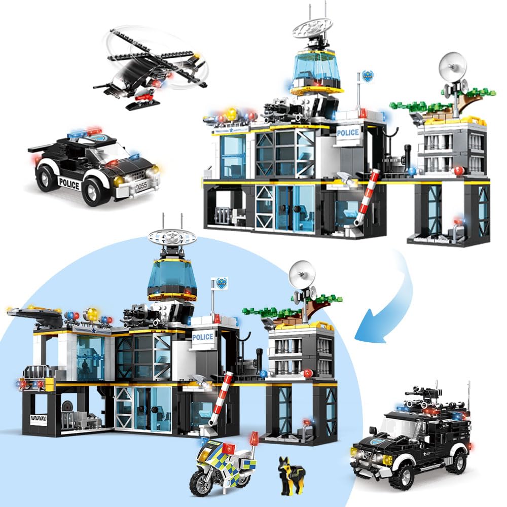 Loz Silan City Police Station Building Kit Island Prison Architecture Building Blocks
