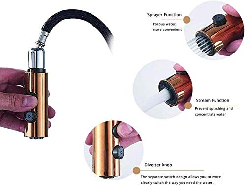 NZDY Faucet Black Kitchen Faucet Rose Gold Pull Out Kitchen Head Deck D Bathroom Kitchen Mixer Tap Dual Function Shower Head Black Style