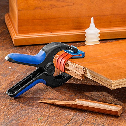 Medium Spring Clamps (Pair) β Easy Squeeze Bandy Clamps Woodworking for Thinner Stock, & Delicate Moldings β One-Handed Operation Medium Clamps β Easy to Grip Nylon Hand Clamps w/Fiberglass