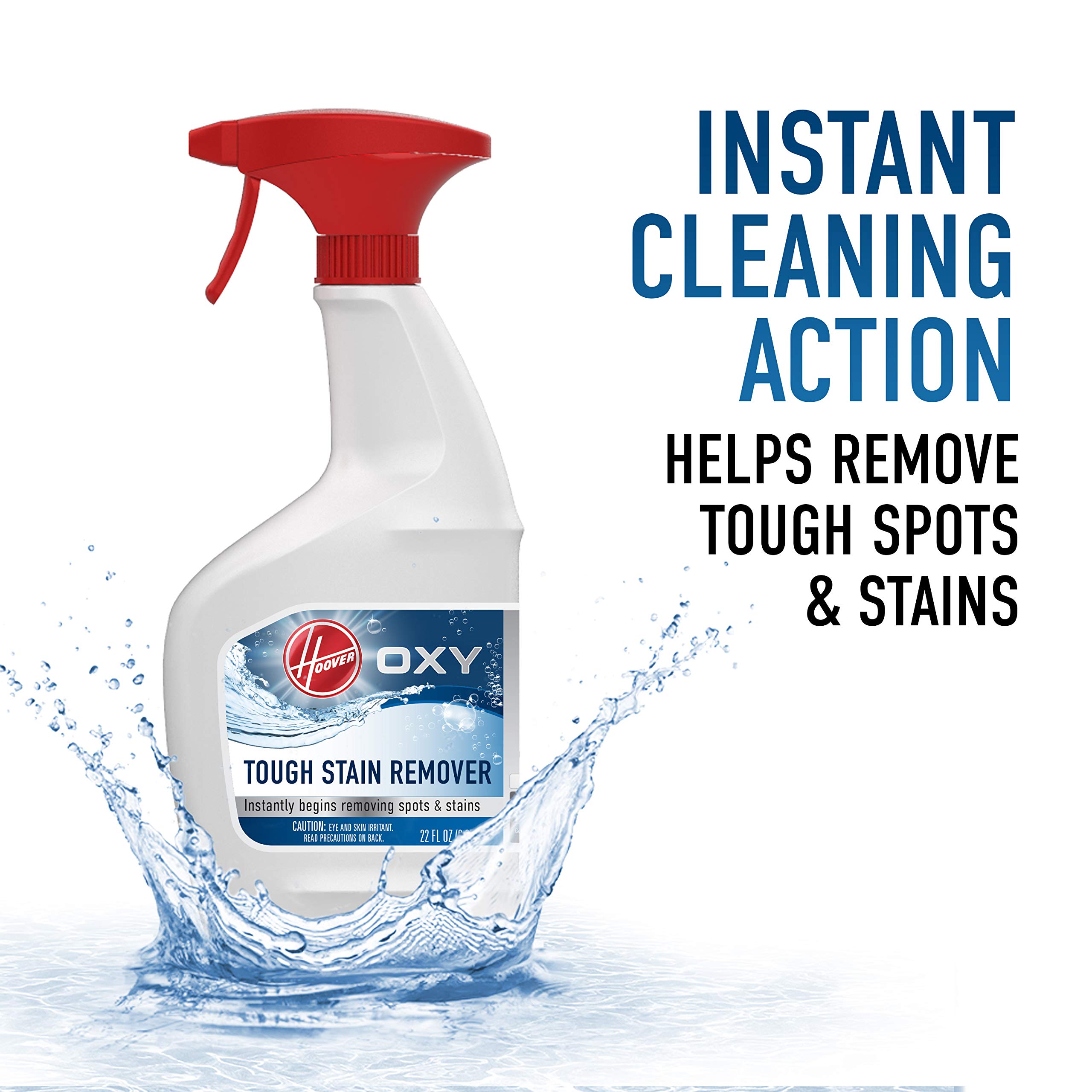 Hoover Oxy Spot and Stain Remover, 22oz Pretreat Spray Formula for Carpet and Upholstery, AH30902, White, Packaging May Vary