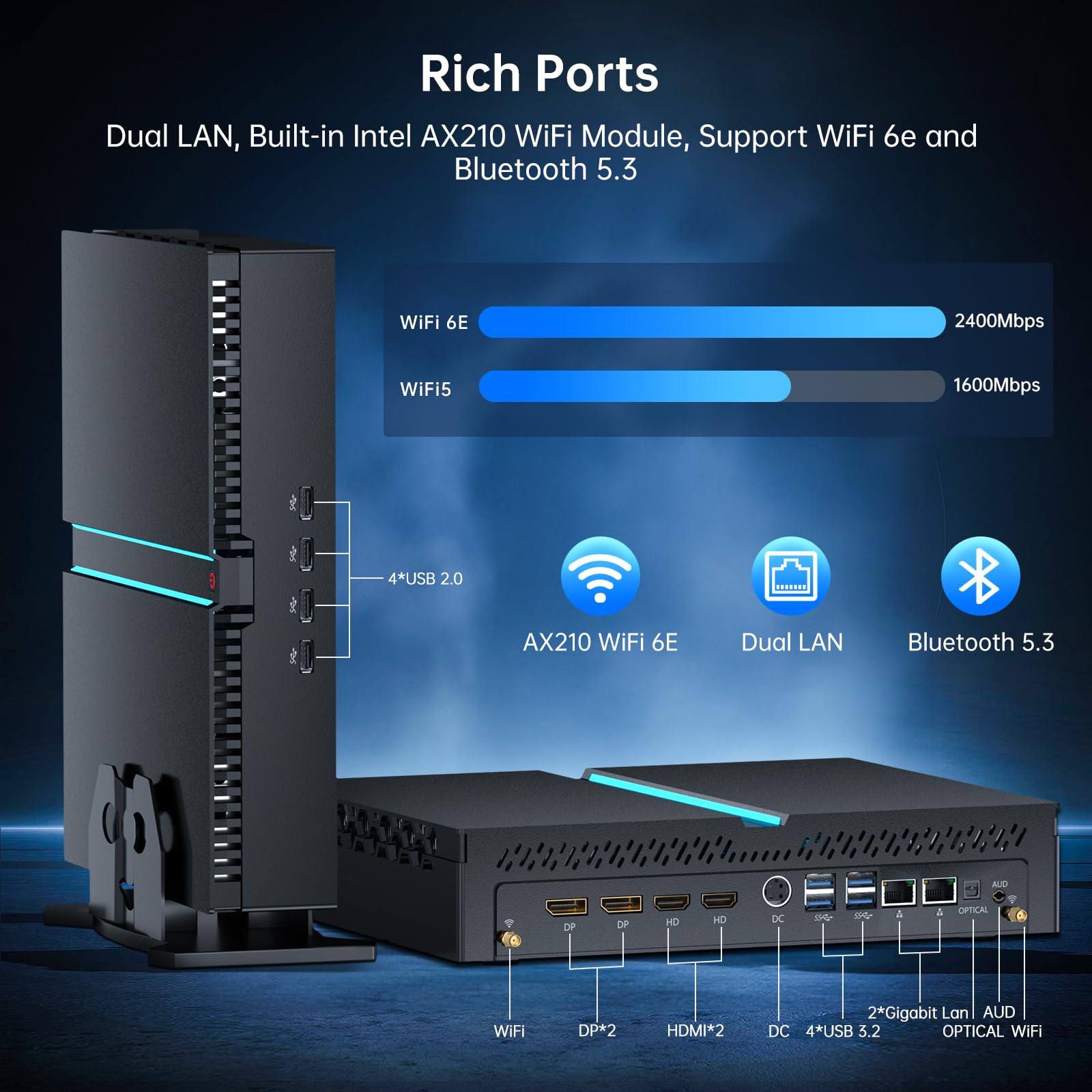 msecore Mini Desktop Computer with i9-9900KF 3.60 GHz, RTX2060 6G, 64G DDR4 RAM, 1T NVME SSD, 4K@144Hz, 8K, Multi-Screen Display, Wi-Fi 6, BT5.1, Gaming PC with Win11 Pro