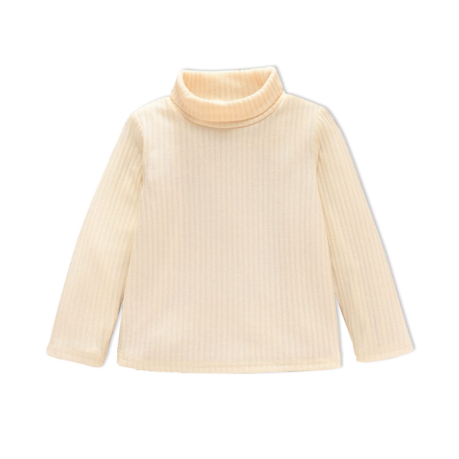 PATPAT Toddler Girl Boy KnitShirt Turtleneck Pullover Solid Knit Shirt Long Sleeve Warm Top Tees Clothes Beige 3 Years