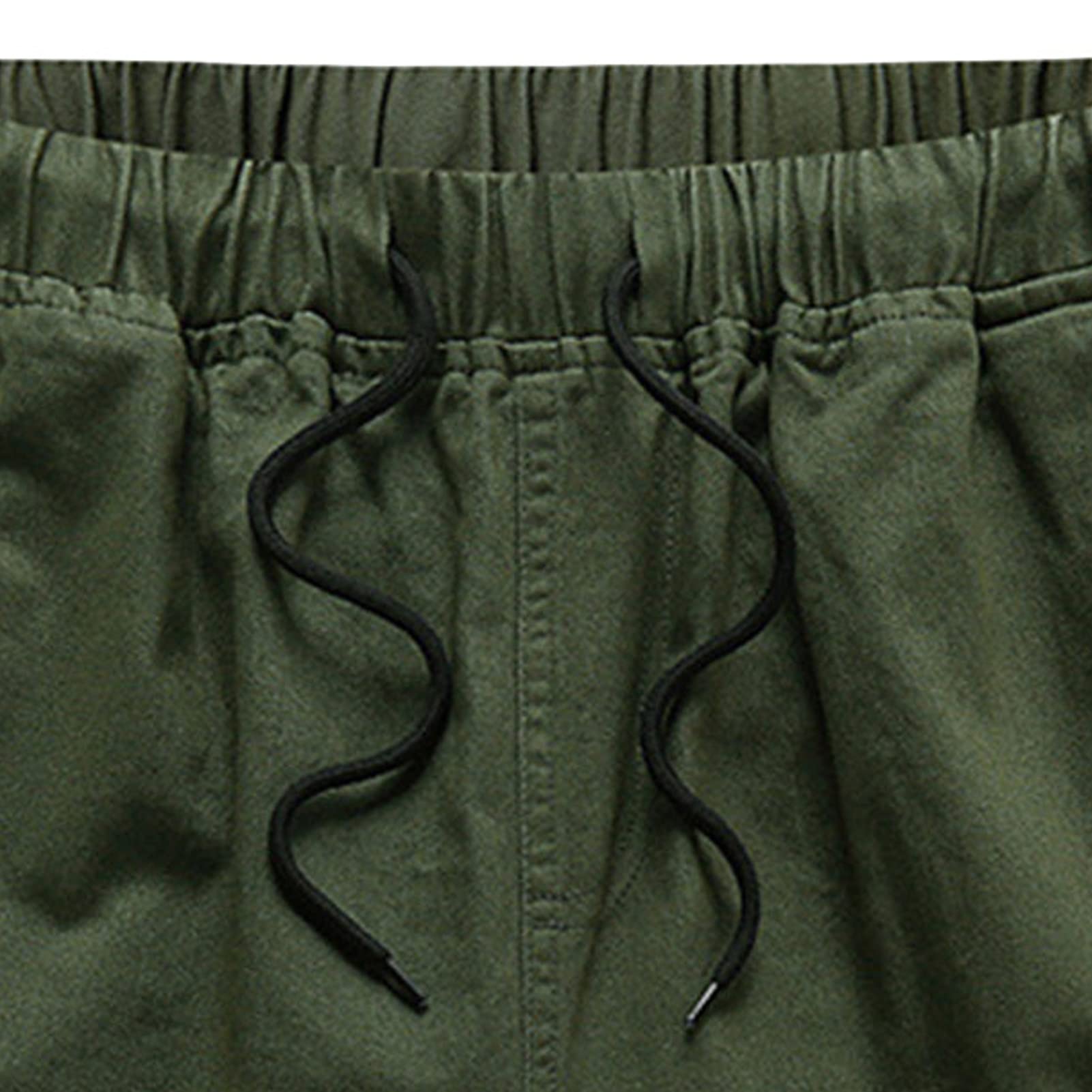Maiyifu-GJ Men's Elastic Waist Cargo Shorts Relaxed Fit Casual Drawstring Outdoor Shorts Multi Pockets Summer Short Pants (ArmyGreen,3X-Large)