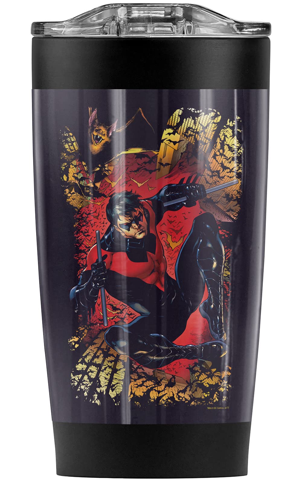 Logovision Batman Nightwing New 52 Cover #1 Stainless Steel Tumbler 20 oz Coffee Travel Mug/Cup, Vacuum Insulated & Double Wall with Leakproof Sliding Lid | Great for Hot Drinks and Cold Beverages